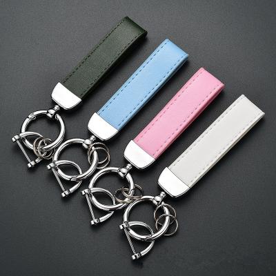 China Wholesale metal car genuine leather keychains with logo printing, leather key rings, PU leather key chains and hanging accessories from manufacturers. for sale