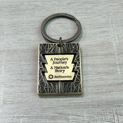China Zinc alloy material die casting metal keyrings custom,double side with carving logo for sale