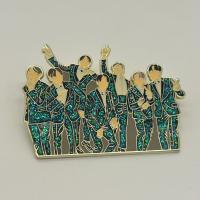 China K-pop Boy Band Glitter Enamel Pin, Green Tuxedo Group Lapel Pin, K-pop Collectible Badge for sale