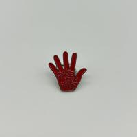 China Raise Your Hand Red Palm Enamel Pin, Classroom & Student Engagement Metal Badge for sale