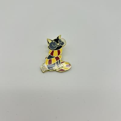 China Hogwarts House Black Cat Enamel Pin, Gryffindor Colors Cat Lapel Pin, Wizarding World Collectible for sale