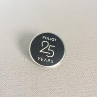 China Premium FOLIOT 25th Anniversary Enamel Pin - Silver Plated Commemorative Badge for Corporate Souvenirs for sale