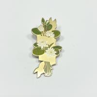 China White Water Lily Bouquet Enamel Pin, Floral Nature Inspired Lapel Pin, Botanical Art Collectible Badge for sale