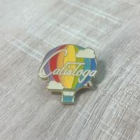 China Calistoga Hot Air Balloon Enamel Pin, California Travel Souvenir Lapel Pin, Rainbow Sky Collectible Badge for sale