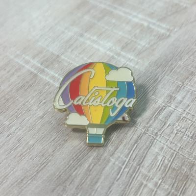 China Calistoga Hot Air Balloon Enamel Pin, California Travel Souvenir Lapel Pin, Rainbow Sky Collectible Badge for sale