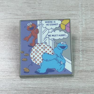 China Vintage Style Sesame Street Elmo & Cookie Monster Enamel Pin, Cartoon Comic Strip Lapel Pin for Fans for sale