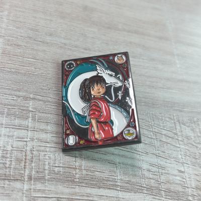China Studio Ghibli Spirited Away Chihiro with Haku Dragon Enamel Pin, Anime Character Collectible Badge for sale