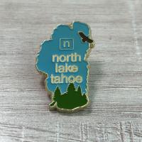 China North Lake Tahoe Map Shape Enamel Pin, California Nevada Travel Souvenir Lapel Pin, Nature Outdoor Metal Badge for sale