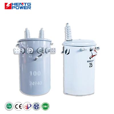 China Weatherproof Outdoor Single Phase Pole Mounted Distribution Transformer 25 kVA 13.8 kV 0.24 kV for Remote Area Power Distribution for sale