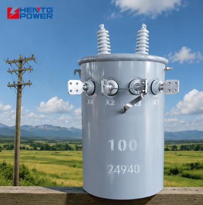 China Short-circuit Resistant 630KVA Single Phase Pole Mounted Transformer for Tropical / Humid Climate Networks  Temporary Construction Sites Manufacture for sale