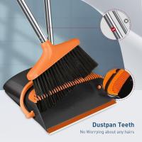 China PVC 86cm Foldable Broom And Dustpan Combo Long Handle Standing Dustpan And Broom Set for sale