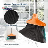 China PVC 86cm Foldable Broom And Dustpan Combo Long Handle Standing Dustpan And Broom Set for sale