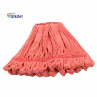 China 11oz Floor Mopping Cloth 220gsm Small Size Red Loop End Microfiber Tube Mop Head for sale