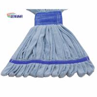 China 14oz Wet Cleaning Mop Medium Size Blue Loop End Microfiber Tube Mop for sale