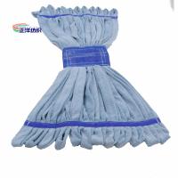 China 14oz Wet Cleaning Mop Medium Size Blue Loop End Microfiber Tube Mop for sale