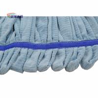 China 14oz Wet Cleaning Mop Medium Size Blue Loop End Microfiber Tube Mop for sale