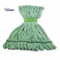 China 18oz Wet Mop Refill Pads Large Size Green Loop End Tube Mop Head for sale
