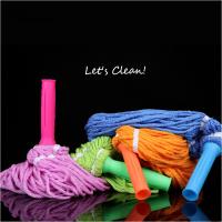 China Thread Cotton Cleaning Mop 120cm Length Plastic Handle 125Grams Wringing Dry Hand Wash Free for sale