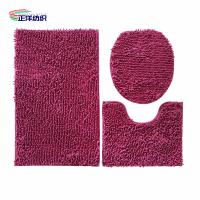 China Chenille PU Coated Backing Fluffy Toilet Cover Mat Bathroom Mat Set for sale