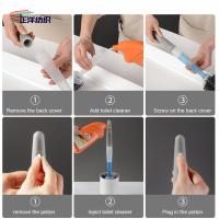 China TPR Silicone Long Handle Cleaning Brush 17 Inches With Holder And Detergent Tank Closestool Brush for sale
