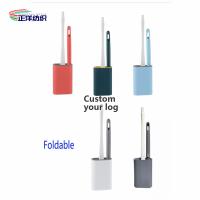 China 38cm Long Handle Carpet Brush TPR Silicone Material 195g Multi Color Toilet Brush With Holder for sale