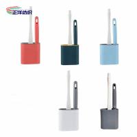 China 38cm Long Handle Carpet Brush TPR Silicone Material 195g Multi Color Toilet Brush With Holder for sale