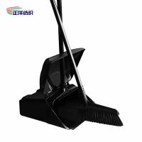 China Restaurant Office Hospital Foldable Windproof Rubber Long Handle Plastic Broom Dust Pan Set for sale