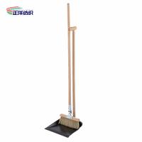 China 97cm Standing Broom Dustpan Wooden Handle Horsehair Bristles Iron for sale