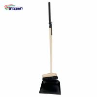 China 97cm Standing Broom Dustpan Wooden Handle Horsehair Bristles Iron for sale