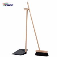 China 97cm Standing Broom Dustpan Wooden Handle Horsehair Bristles Iron for sale
