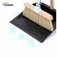 China 97cm Standing Broom Dustpan Wooden Handle Horsehair Bristles Iron for sale