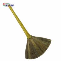 China Natural Sorghum Straw Broom String Tighten Handle Tighten Garden Cleaning Broom for sale