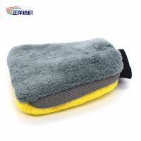 China 26x20cm Car Detailing Tools 80% Polyester 20% Polyamide Double Sided Fluffy Wheel Cleaning Glove for sale