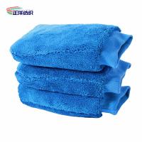 China 28x18cm 86g Blue Fleece Super Water Absorbent Car Cleaning Microfiber Gloves for sale
