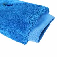 China 28x18cm 86g Blue Fleece Super Water Absorbent Car Cleaning Microfiber Gloves for sale