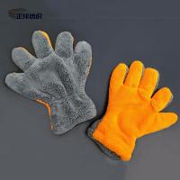 China Wet Dry Car Detailing Tools 12x30cm 80g 100% Split Microfiber Grey Orange Fingers for sale