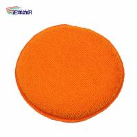 China 125mm 17g Multi Color Round Microfiber Car Polishing Sponge With Finger Pocket for sale