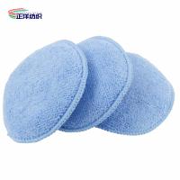 China 125mm 17g Multi Color Round Microfiber Car Polishing Sponge With Finger Pocket for sale