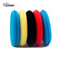 China Microfiber Car Detailing Tools 20mm Multi Color 105mm Round Wax Applicator Sponge for sale