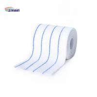 China 12x42cm Microfiber Cleaning Mop White Fabric Blue Stripes Non-Woven Cloth Disposable Mop Refill Pad for sale