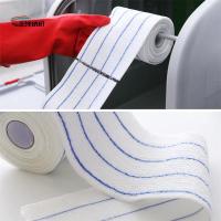 China 12x42cm Microfiber Cleaning Mop White Fabric Blue Stripes Non-Woven Cloth Disposable Mop Refill Pad for sale