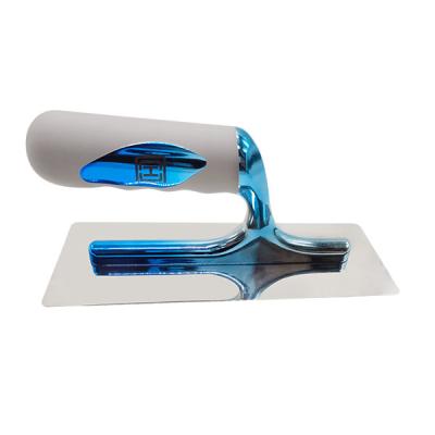 China Blue Stainless Steel Plastering Trowel 200x80mm Soft Rubber Handle for Finishing for sale