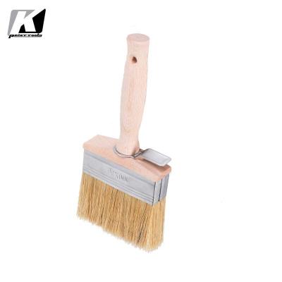 China Wear Resistant Flat Paint Brush 100x30mm Natural Bristle Beech Handle Reusable for sale