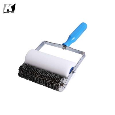 China 6 Inch Linen Effect Patterned Paint Roller Plastic Handle Decorative Wall Texture Tool for sale