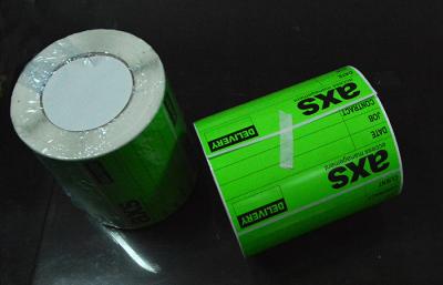 China Printing printable writable green flourescent adhesive paper logistics following label roll for sale