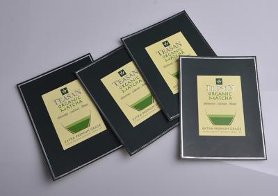 China Personalized full color printing adhesive paper silver stamping green tea packaging label sheet for sale