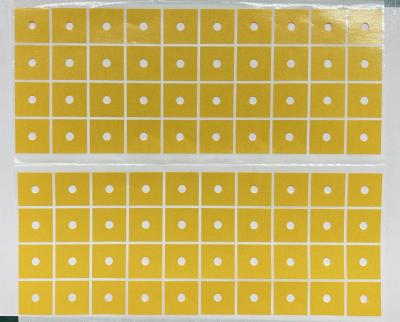 China Die-Cut Square PET Double Sided Tape with Center Positioning Holes, High Tack Acrylic Adhesive, Yellow Release Liner for Industrial Assembly & Automated Mounting for sale