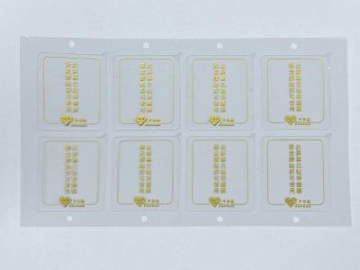China Custom Printed Transparent PET Screen Protective Film with Gold Chinese Text, 8-Up Peel-Off Protective Sticker for Small Electronic Devices for sale