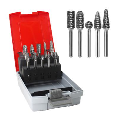 China 10 piece customized package tungsten carbide burr set, Double cut - 6mm shank for sale