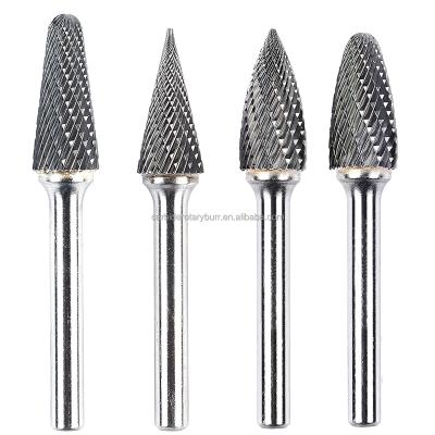 China OEM/ODM 10pcs 6mm 1/4'' Shank Dia Metal Wood Grinding Engraving Polishing Tungsten Rotary Burr Set Porting Tools Carbide Burrs for sale